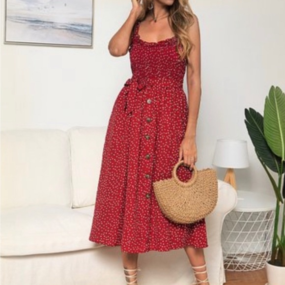 Coeur De Vague | Dresses | Red And White Polka Dot Sundress M | Poshmark